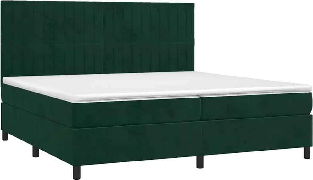 Box spring postel s matrací tmavě zelená 200x200 cm samet 3143166