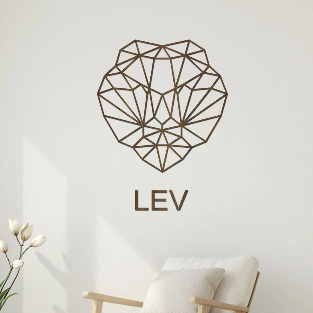 dřevo života Dřevěná samolepka na zeď znamení LEV Zvolte rozměr (cm): 80x110, Zvolte barvu dekoru: Černá