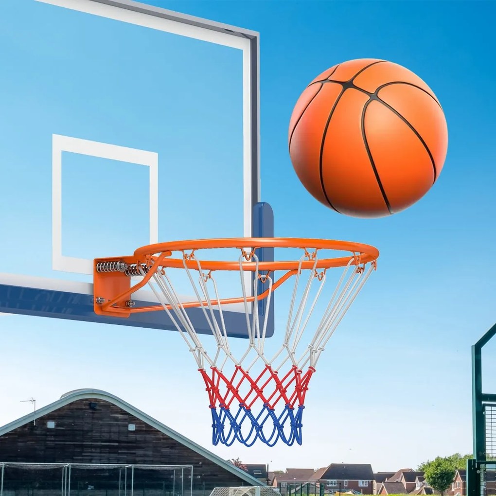 Costway Ø45 cm Sálový basketbalový koš s kroužkem a síťkou Mini basketbalový koš