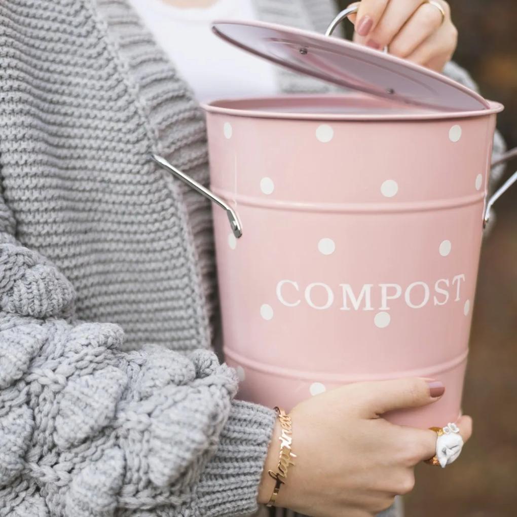 Kovový box s víkem Compost 21 cm růžový, Isabelle Rose