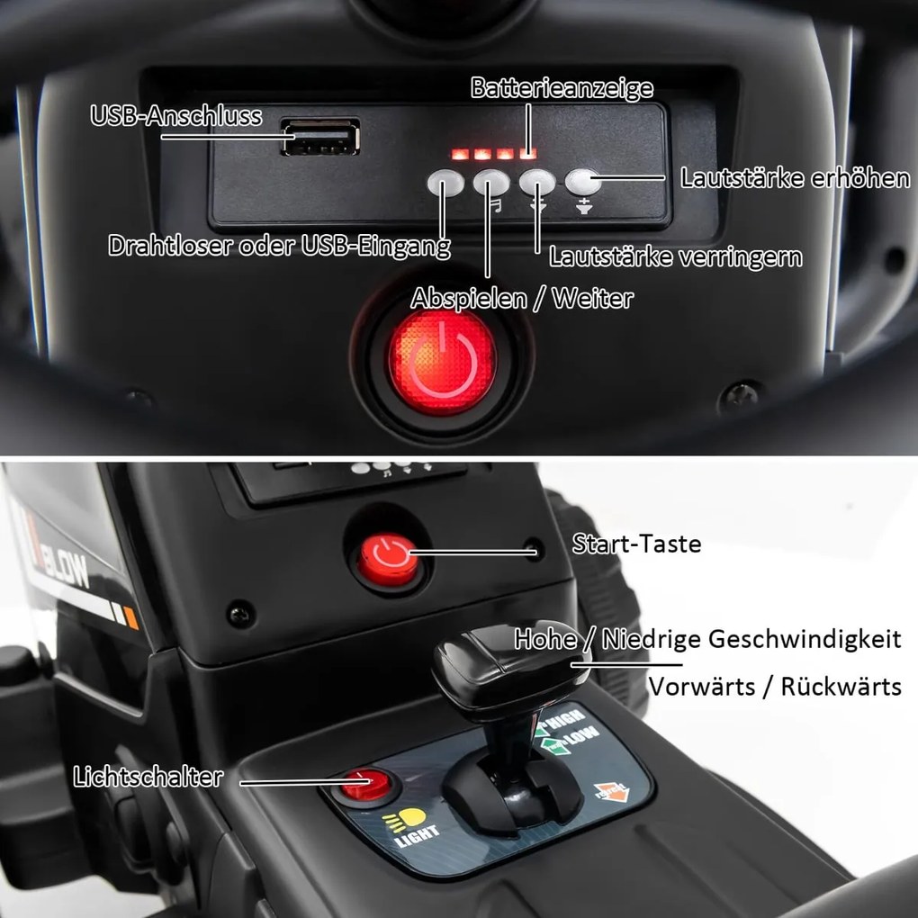Costway 12 V dětský traktor s odnímatelným přívěsem a dálkovým ovládáním