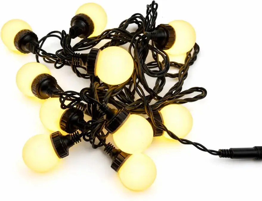 Easy Fix LED party osvětlení, 5 m, venkovní, 10 kouliček, 70 teple bílých diod, černý kabel, IP67, prodlužovací