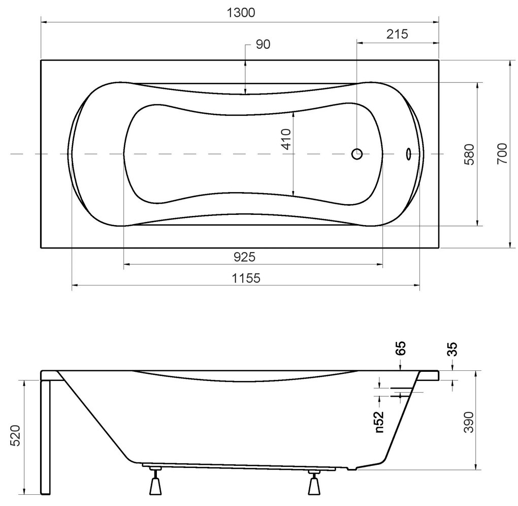 Besco Aria akrylátová vana Délka vany: 170cm