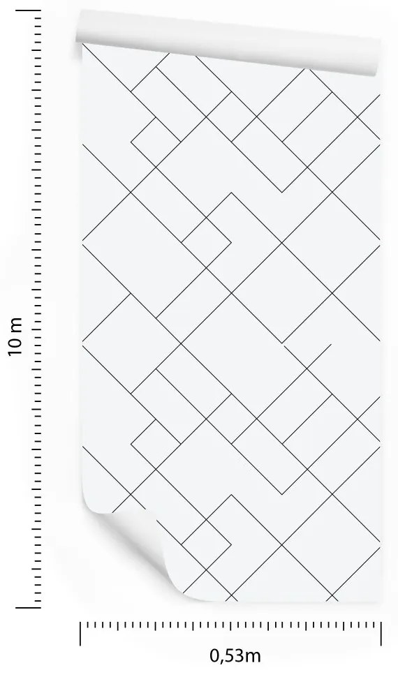 Tapeta Na Zeď Černá A Bílá Geometrický Vzor Vliesová tapeta 53x1000