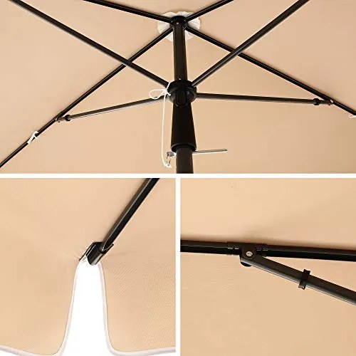 Obdélníkový slunečník 2 × 1,25 m, UPF 50+ ochrana, sklopný, bez základny, taupe