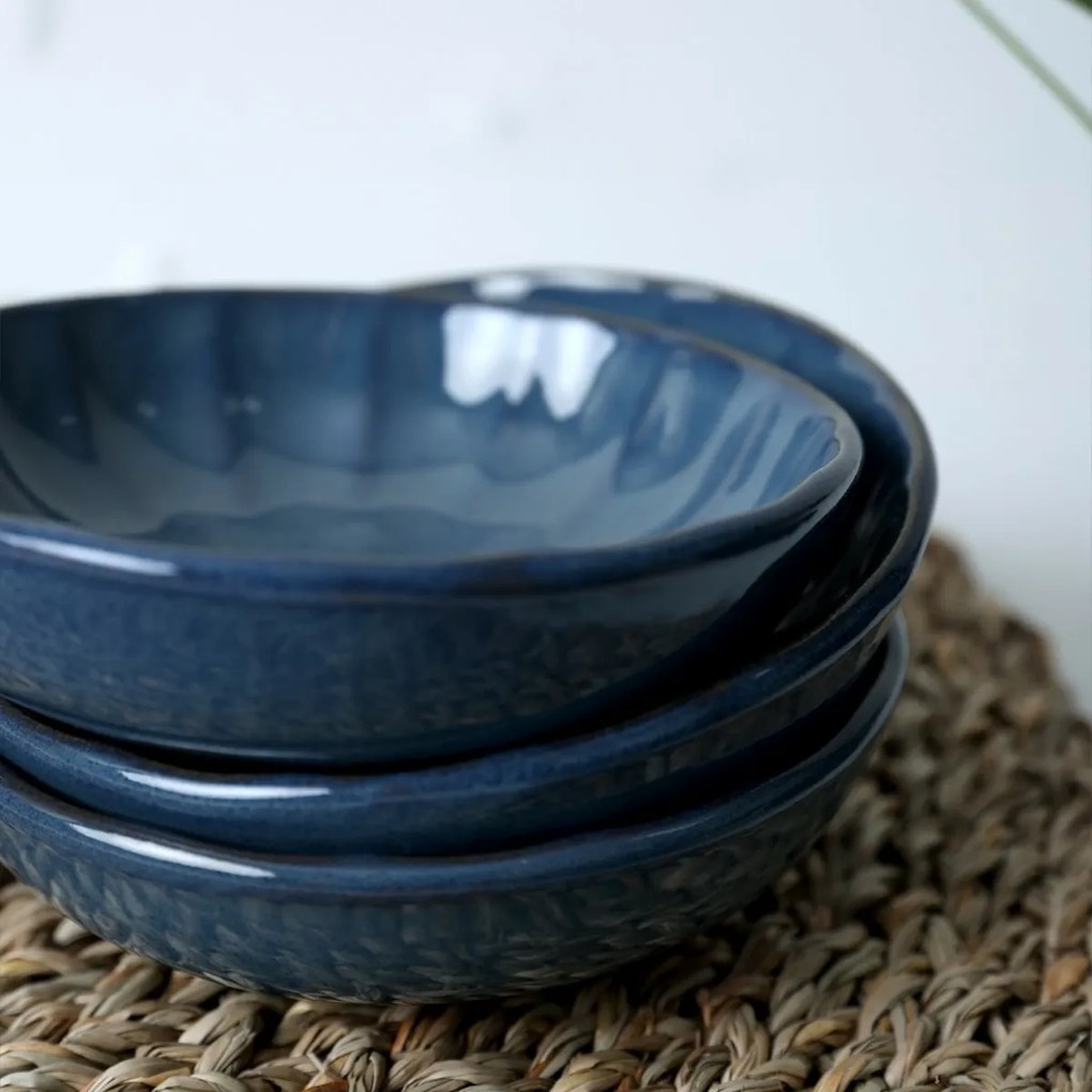 Sada 6 kameninových misek Laguna 12 cm, tmavě modrá