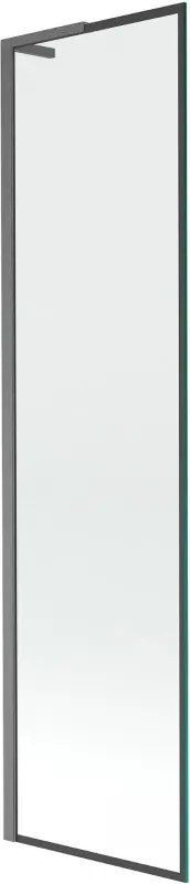 Mexen Next L, 1-křídlová vanová zástěna 50 x 150 cm, 6mm čiré sklo-černý vzor, grafitový profil, 895-050-000-03-70-66