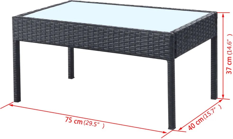 vidaXL Marketos 4dílná zahradní sedací souprava s poduškami polyratan černá