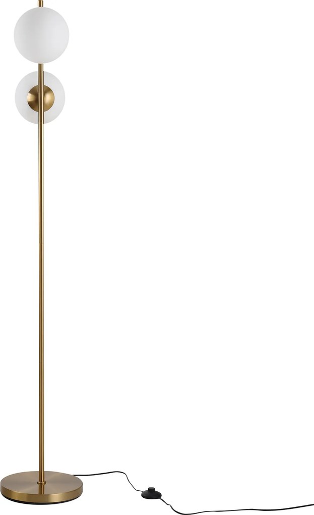 HOMCOM stojací lampa 2-dílná se skleněným stínidlem, ocel a sklo, výška 165 cm, zlatá a bílá, moderní design do obývacího pokoje