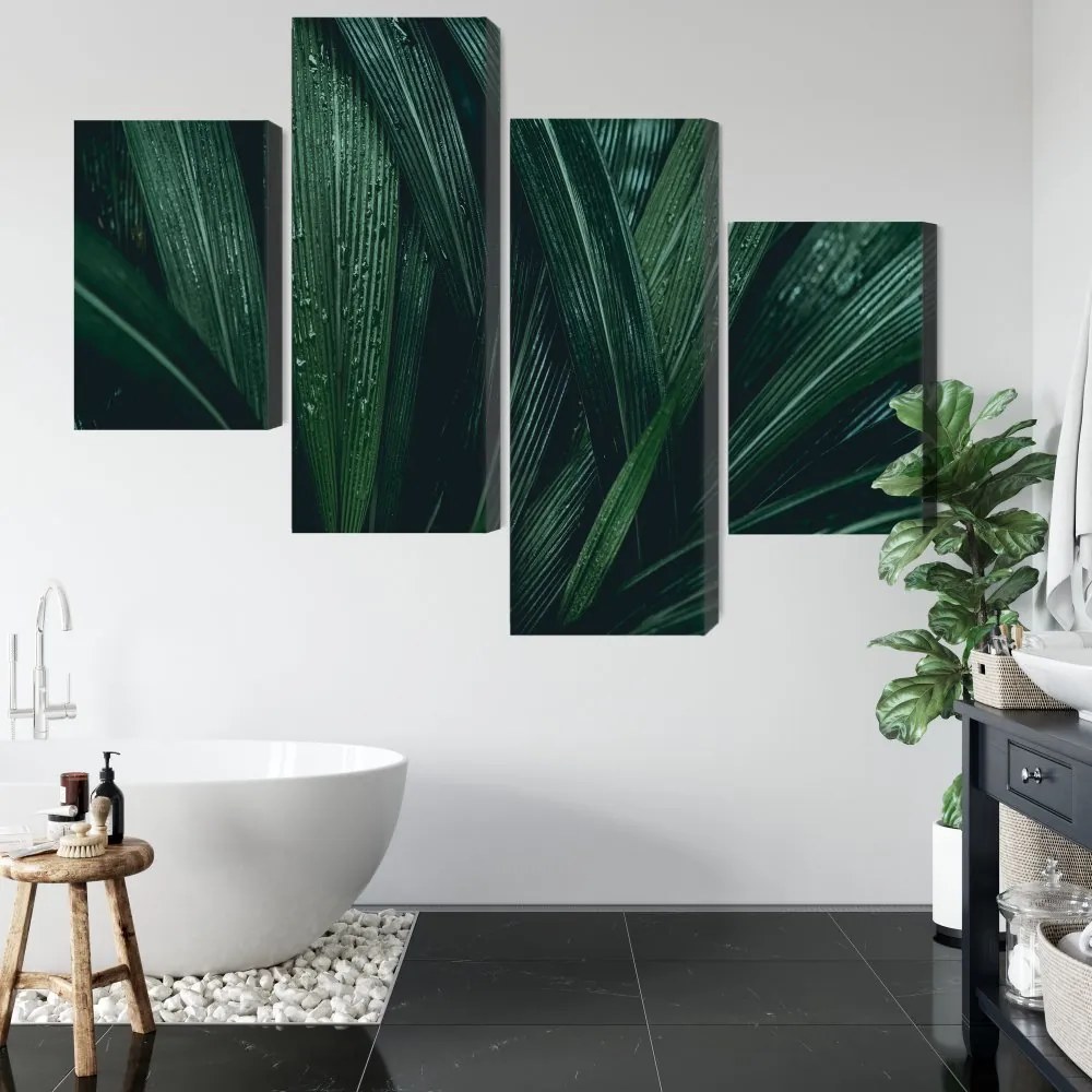 Vícedílný obraz Tmavě Zelené Listy Na Makro Stupnici Nedostatek Nedostatek Plátno Canvas 160x100