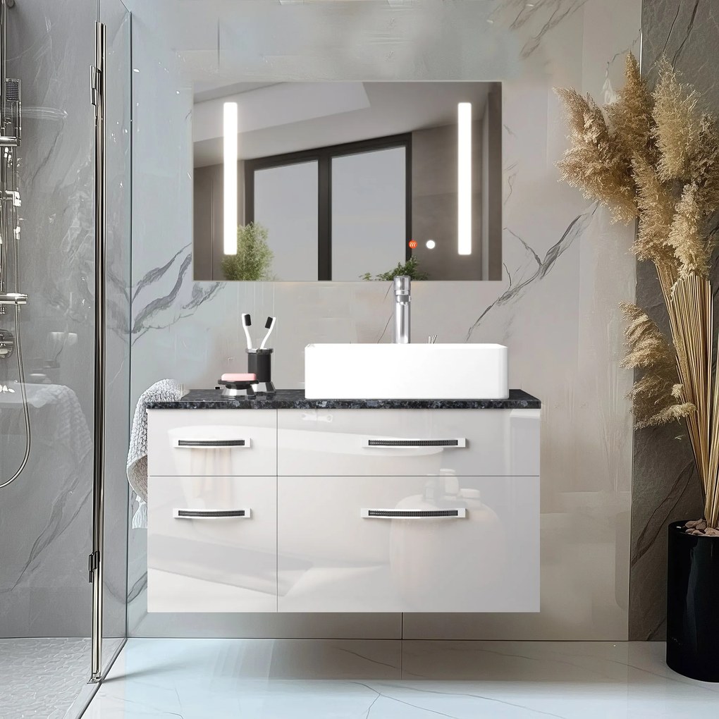 Koupelnový nábytek Belini Premium Full Version bílý lesk Euphoria EUP P 90L/0/W/W/0/BK/MB