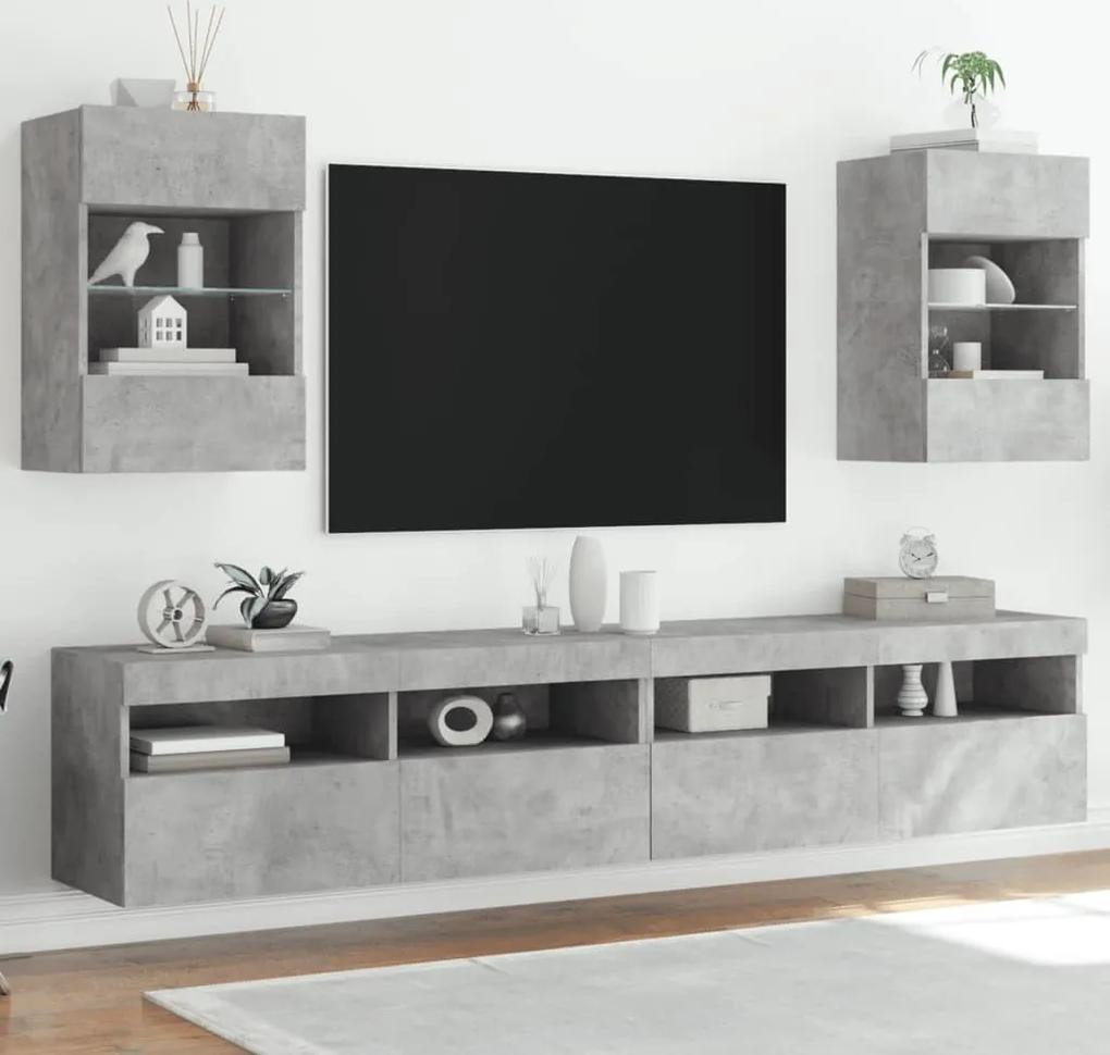 vidaXL Nástěnné TV skříňky s LED 2 ks 40 x 30 x 60,5 cm [837089] Barva: Betonová šedá