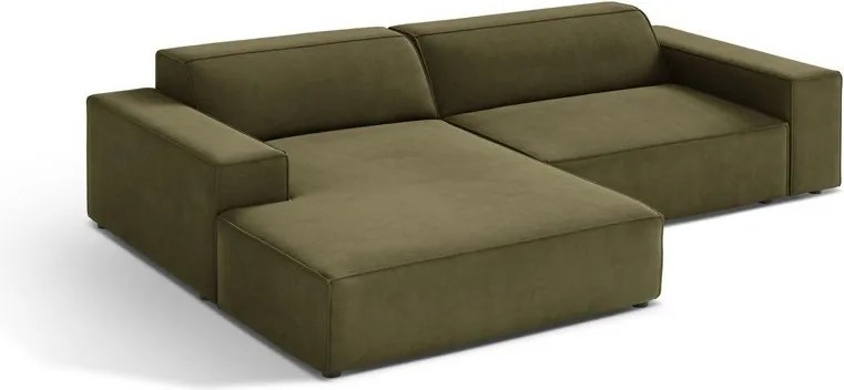 Khaki sametová modulární rohová pohovka (levý roh/s lenoškou) Jodie – Micadoni