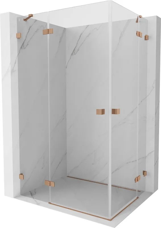 Mexen Lunar Duo, výklopný sprchový kout 110 x 95 cm, 8mm čiré sklo, profil měděná matná, 834-110L-095P-65-00