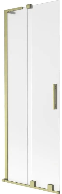 Mexen Velar L, 2-křídlová posuvná vanová zástěna 70 x 150 cm, 8mm sklo námraza, zlatá matná, 896-070-003-31-55