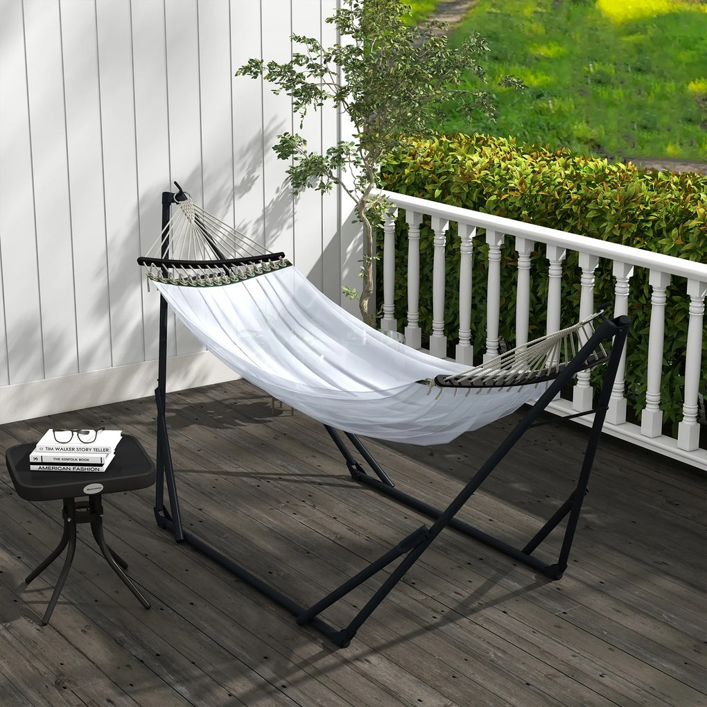 Houpací stojan Outsunny, stojan na závěsné křeslo, stojan s houpací sítí, s nosností do 120 kg, ocel, 263 x 89 x 100 cm, černý