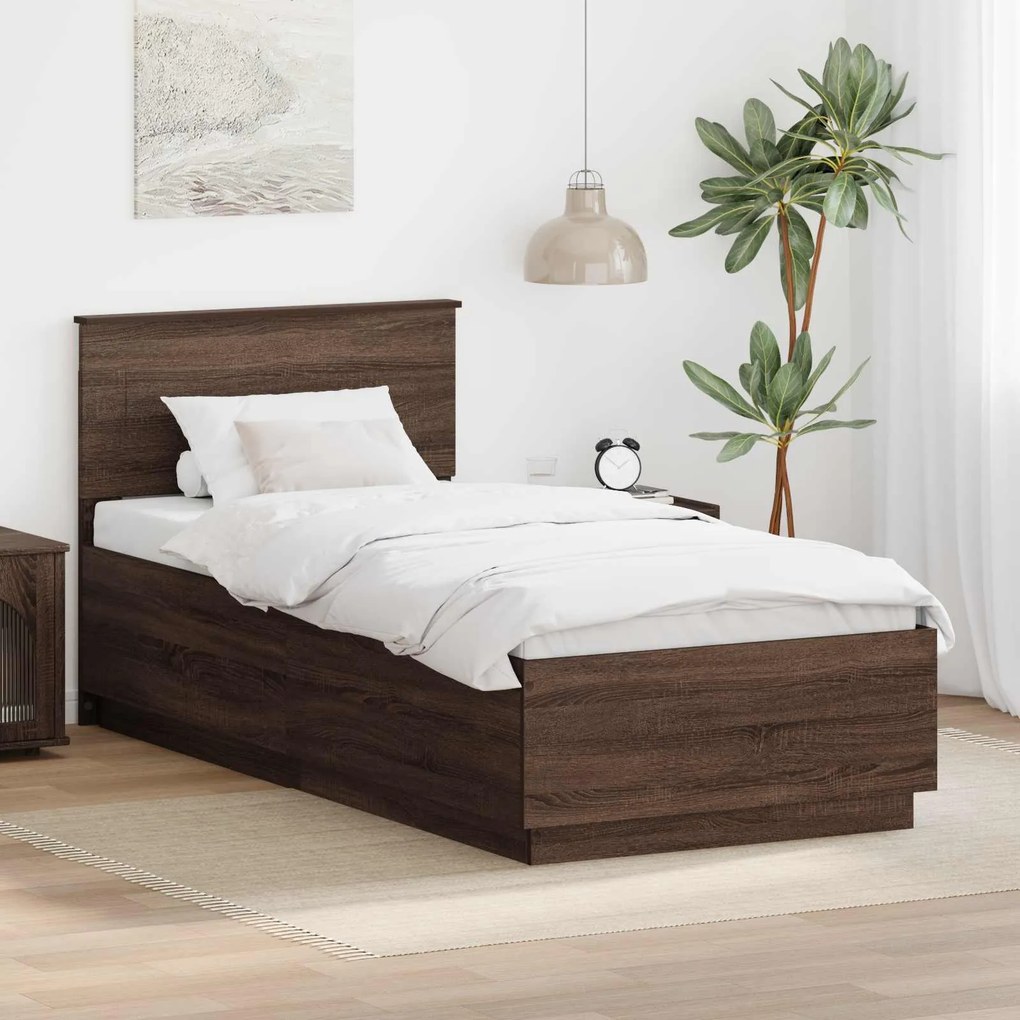 Rám postele s čelo Hnědý dub 70 x 190 cm Kompozitní dřevo 3408221
