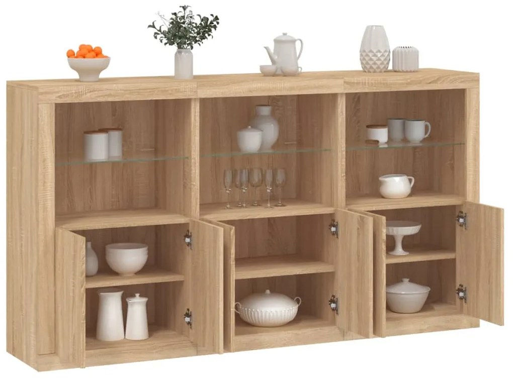 Příborník s LED osvětlením dub sonoma 181,5 x 37 x 100 cm 3209151