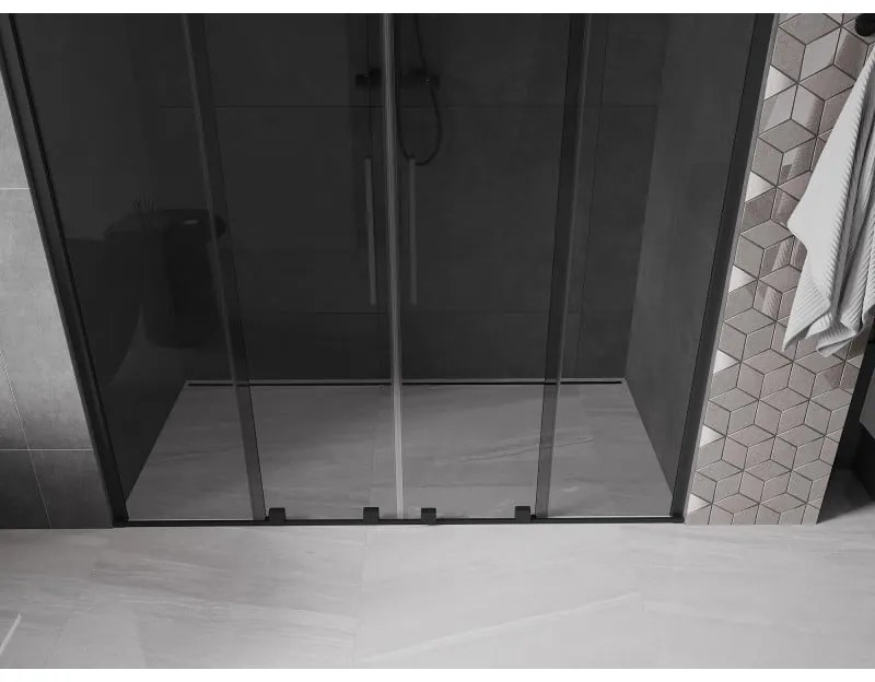 Mexen Velar Duo, posuvné sprchové dveře do otvoru 180 cm, 8mm šedé sklo, černá matná, 871-180-000-42-70