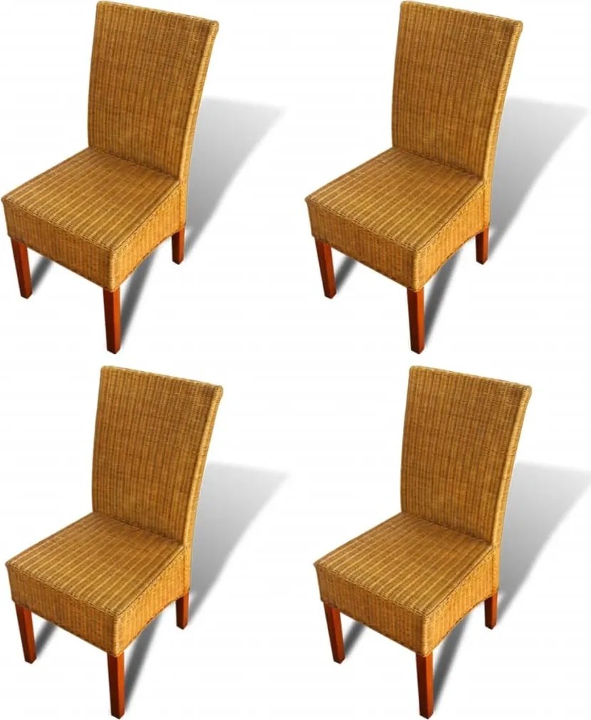 vidaXL Jídelní židle 4 ks hnědé přírodní ratan [274204]