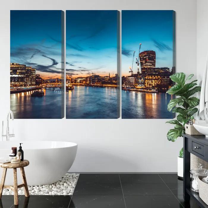 Vícedílný obraz Řeka Temže Ve Velké Británii Nedostatek Nedostatek Plátno Canvas 120x80