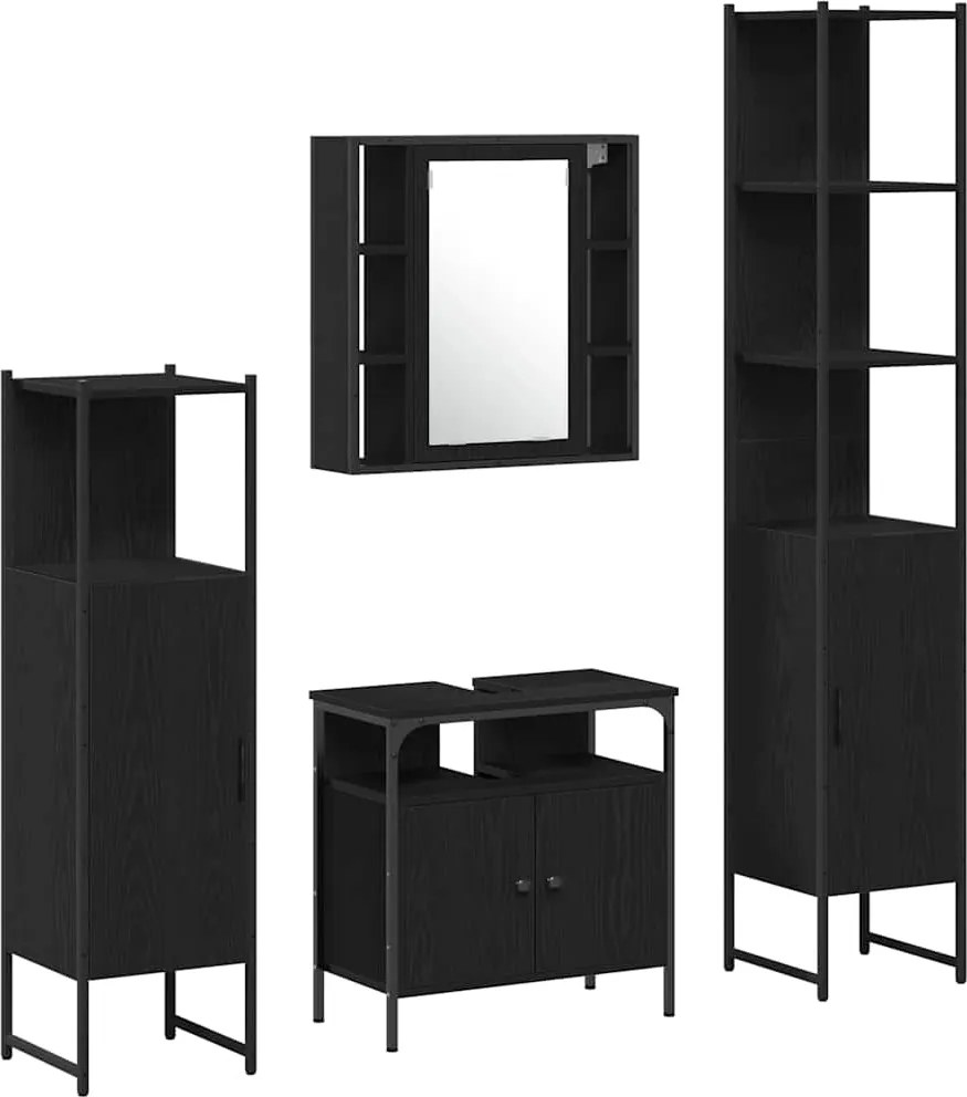Sada koupelnového nábytku 4 ks Černý dub 33 x 33 x 185,5 cm 3334431