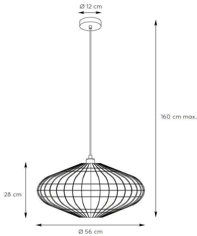 LUCIDE Závěsné svítidlo Magala Black, průměr 56 cm