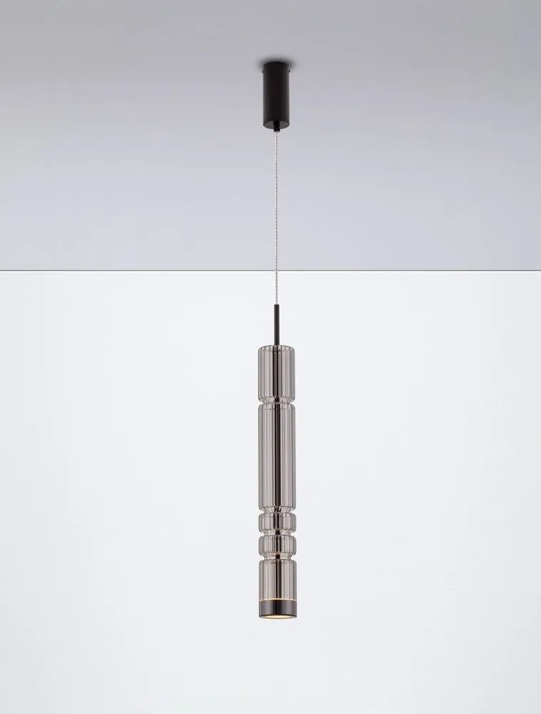 Šedé skleněné LED závěsné svítidlo ø 8 cm Bento – Nova Luce