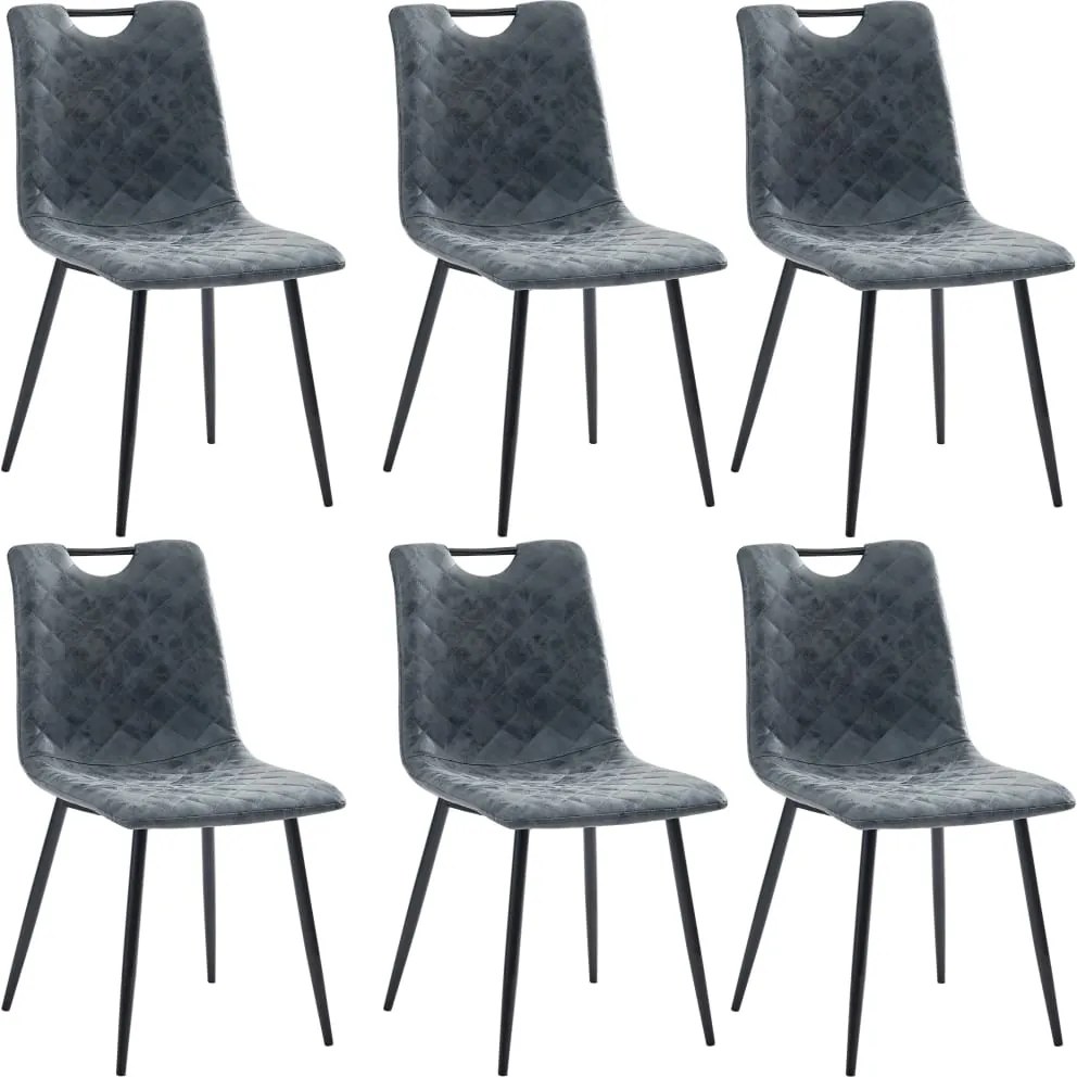 Jídelní židle Taos - 6ks - umělá kůže | černé