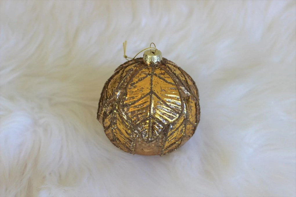 Zlaté skleněné luxusní vánoční koule 3ks 10cm