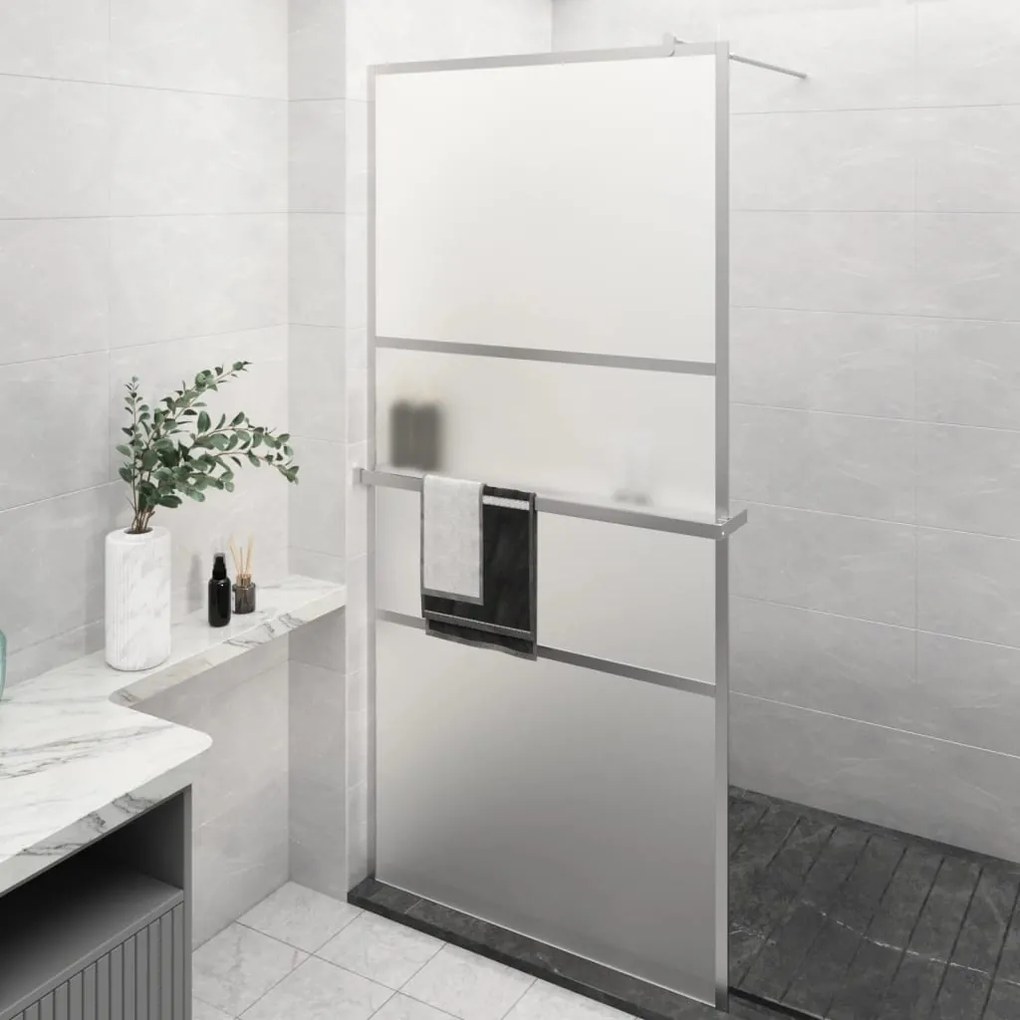 Zástěna do průchozí sprchy s policí chrom 90x195 cm ESG/hliník 3185497