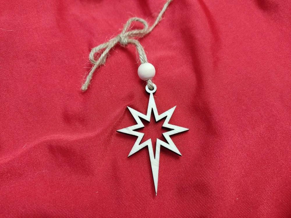 Vánoční dekorace hvězda Darja Růžová tmavá Stříbrná