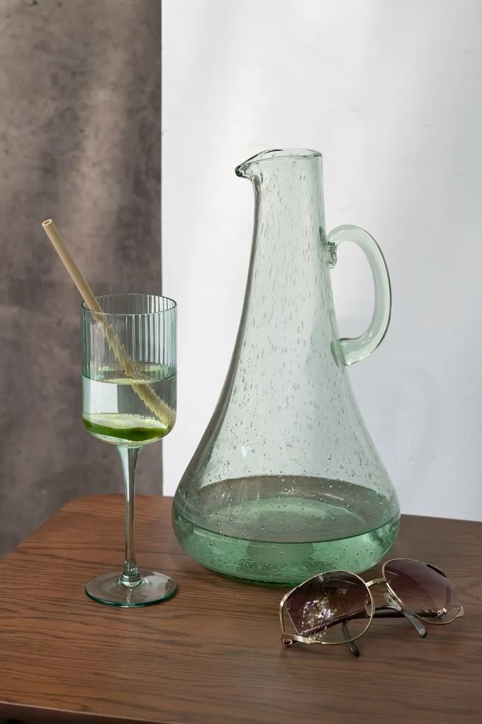 Mentolová sklenička na víno s vroubkováním Ralph - Ø7*23cm / 370ml