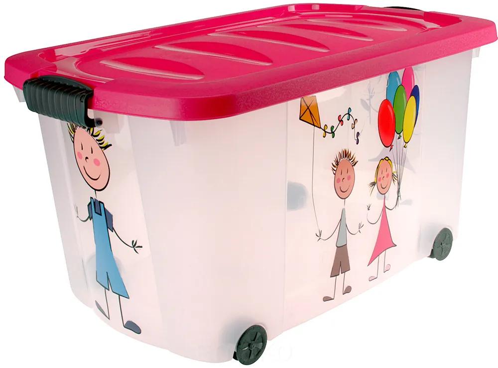 Růžový kontejner na hračky KIDS, vysoce kvalitní plast | BIANO
