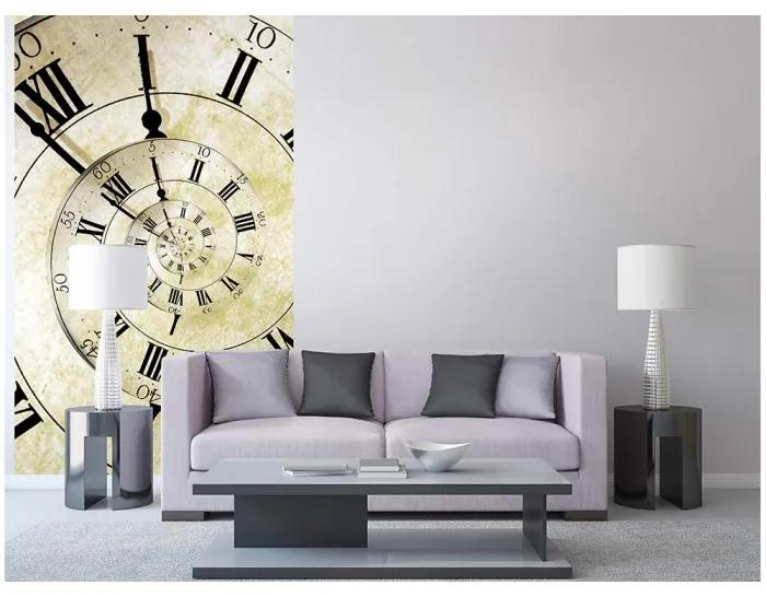 DIMEX | Vliesová fototapeta na zeď Spirálové hodiny MS-2-0272  | 150 x 250 cm | krémová, černá