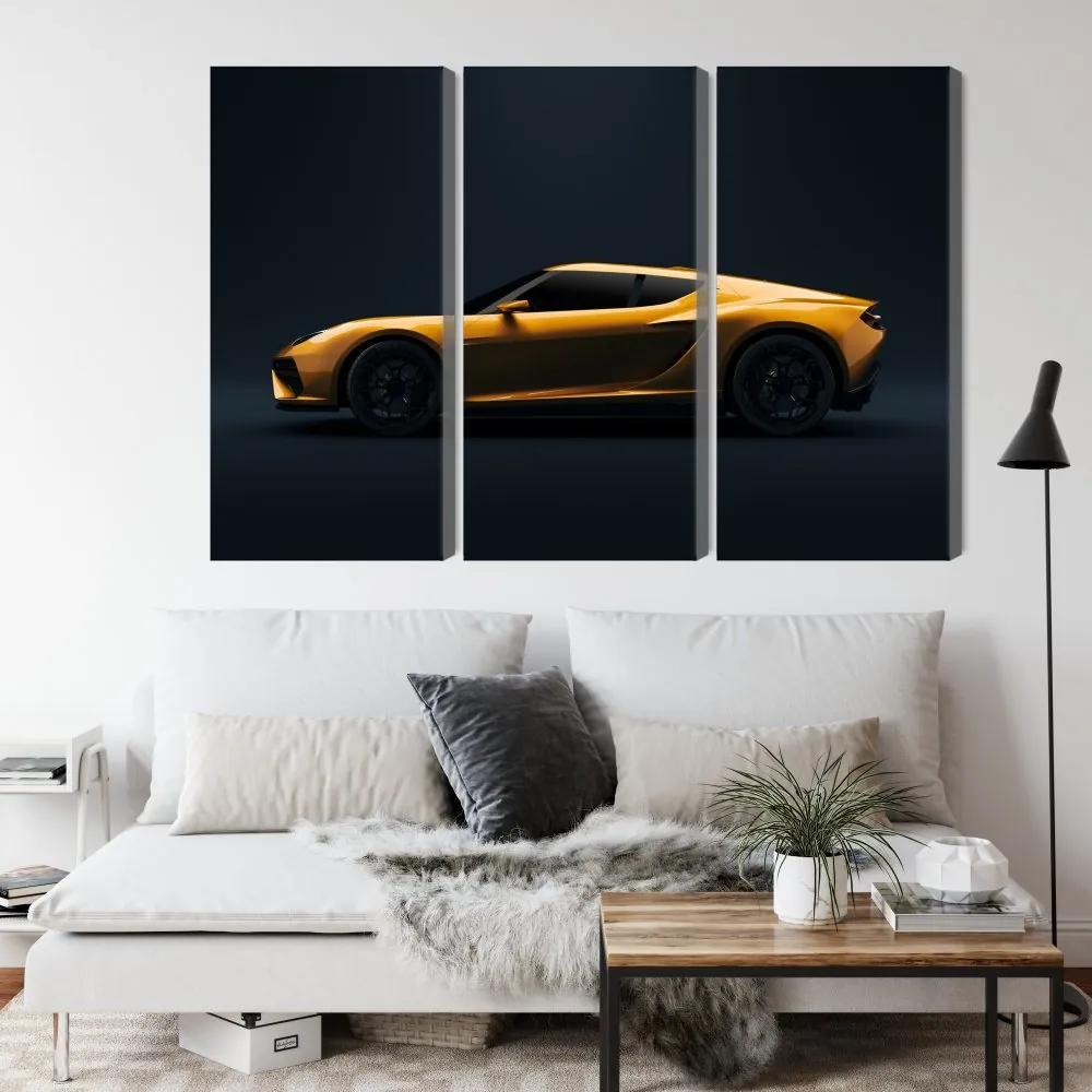 Vícedílný obraz Žluté 3D Sportovní Auto Nedostatek Nedostatek Plátno Canvas 120x80