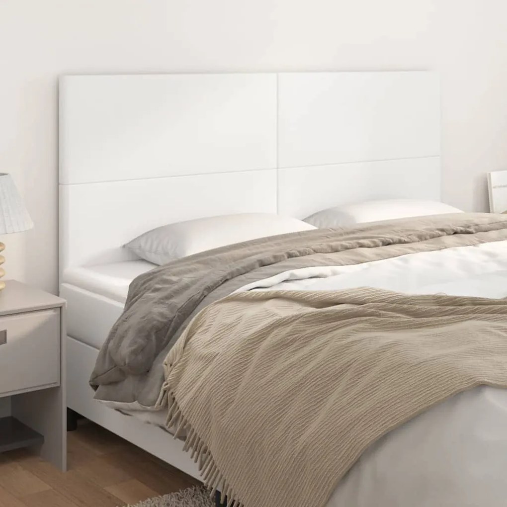 Čelo postele bílé 200 x 5 x 118/128 cm umělá kůže 3116161
