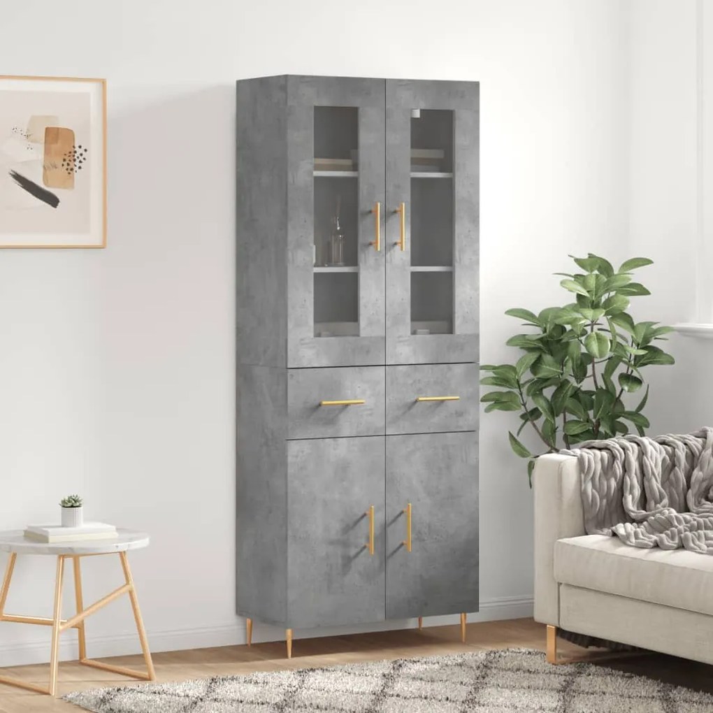 Skříň highboard betonově šedá 69,5x34x180 cm kompozitní dřevo 3198525