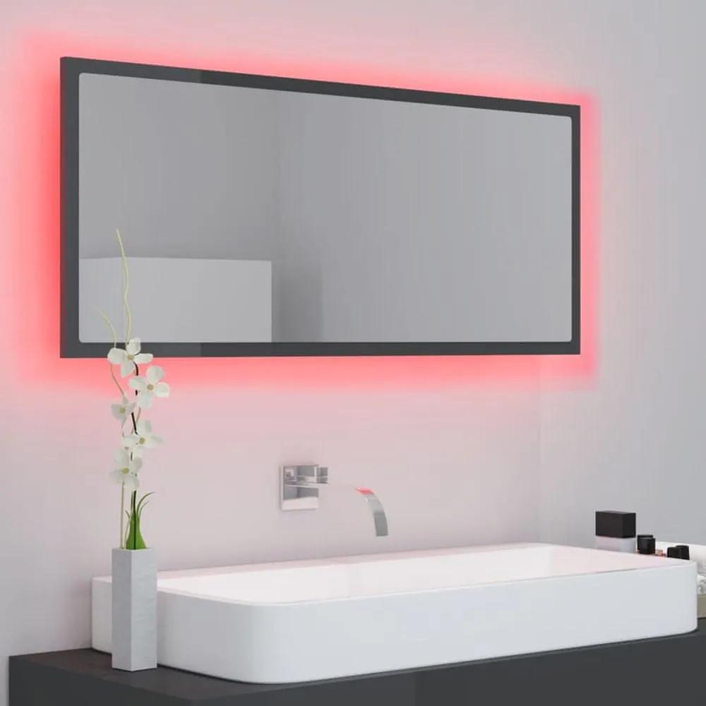 Petromila LED koupelnové zrcadlo šedé vysoký lesk 100x8,5x37 cm akrylové