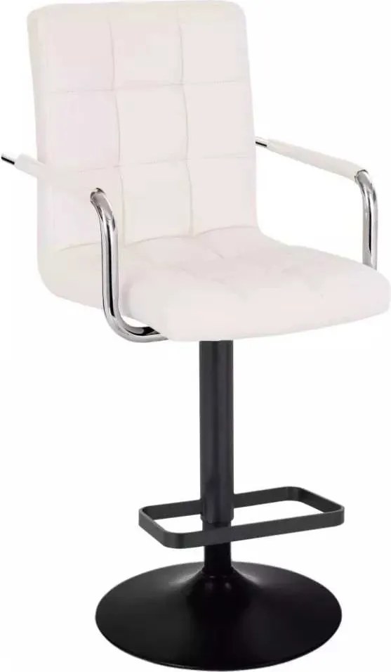 LuxuryForm DESIGN Barová židle VERONA na černé kulaté podstavě - bílá