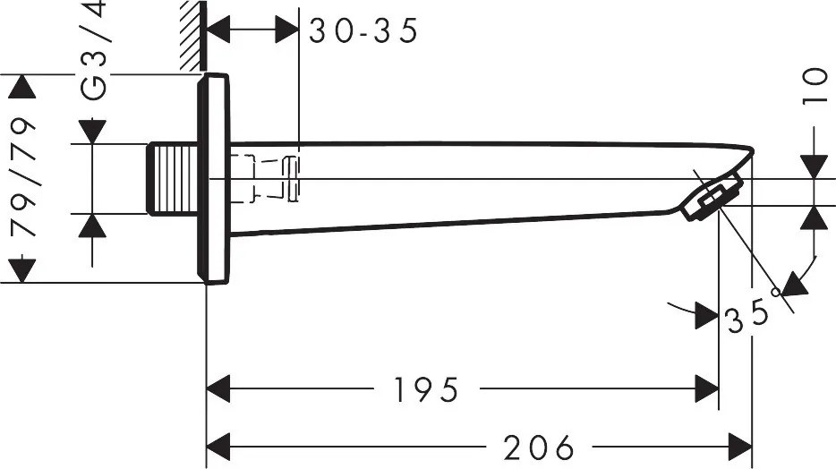 Hansgrohe Logis, vanový výtok 195 mm, černá matná, HAN-71410670