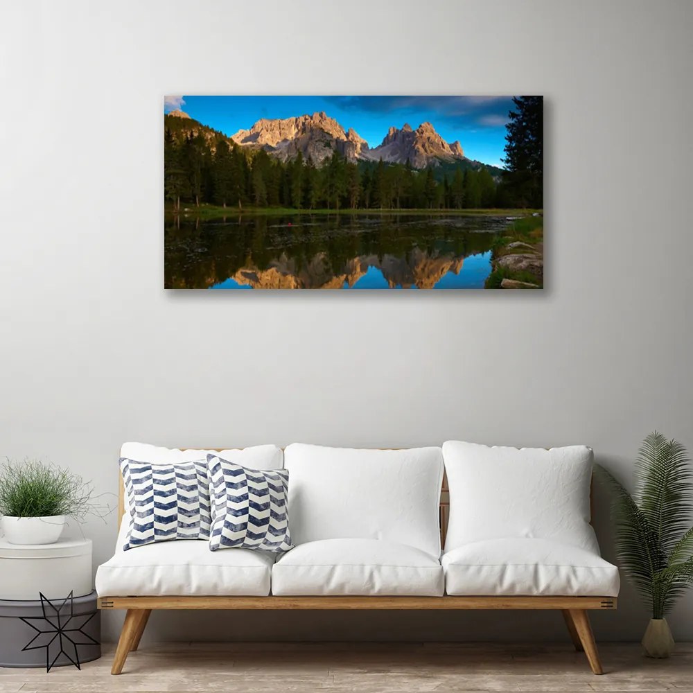Obraz na plátně Les Jezero Krajina 140x70 cm