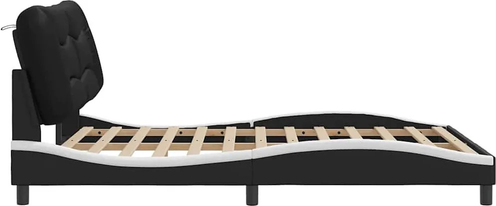 Rám postele bez matrace Hvar černý a bílý 160 x 200 cm umělá kůže 3208014