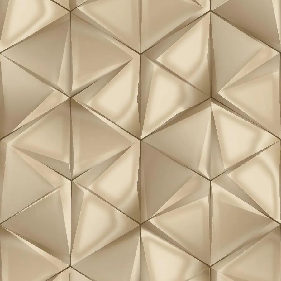 Vliesové tapety na zeď IMPOL Onyx M34907, rozměr 10,05 m x 0,53 m, 3D hexagony hnědé, UGÉPA