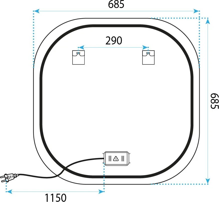 Rea Rea, Zrcadlo LED 70x70cm TOP, HOM-01519