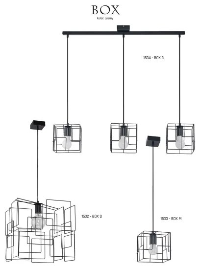 Jupiter 1533 - BOX M - Závěsné svítidlo BOX E27/60W