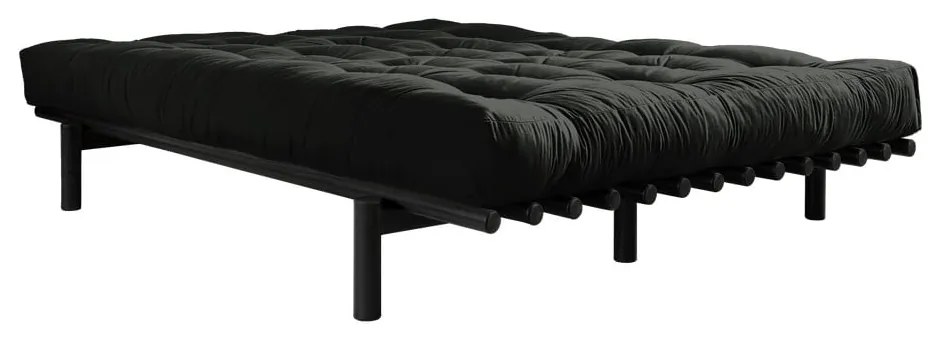 Dvoulůžková postel z borovicového dřeva s matrací Karup Design Pace Comfort Mat Black/Black, 180 x 200 cm