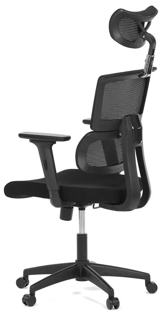 Autronic Kancelářská židle, potah černá látka a černá síťovina MESH, houpací mech. KA-B1025 BK
