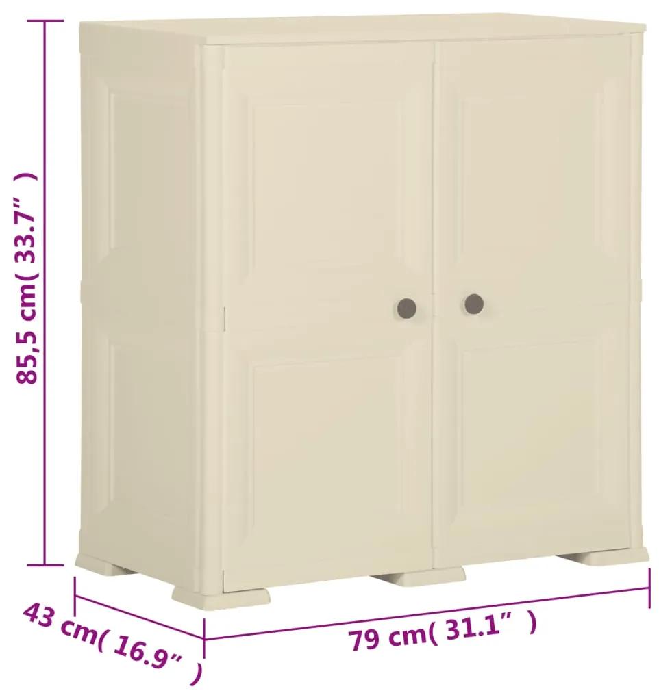 Plastová skříňka 79 x 43 x 85,5 cm design dřeva angorská bílá