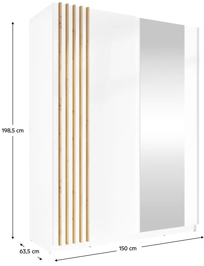 Kondela Skříň, 2D-150, bílá/dub artisan, BAJADERO TYP 1